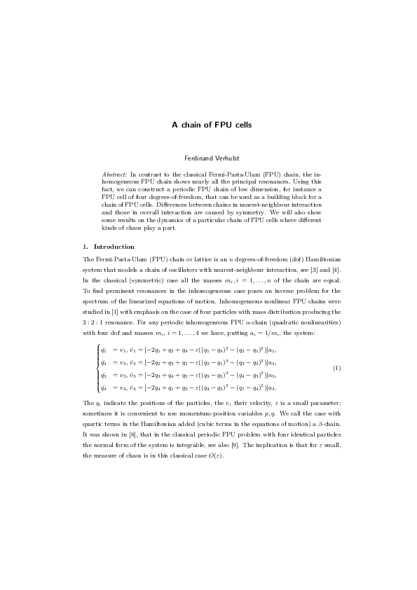 (PDF) A chain of FPU cells