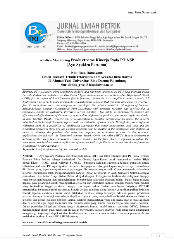 (PDF) Analisis Monitoring Produktivitas Kinerja Pada PT.ASP