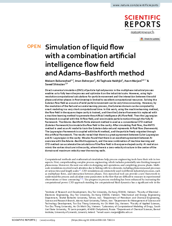 (PDF) Simulation of liquid flow with a combination artificial intelligence flow field and Adams ...