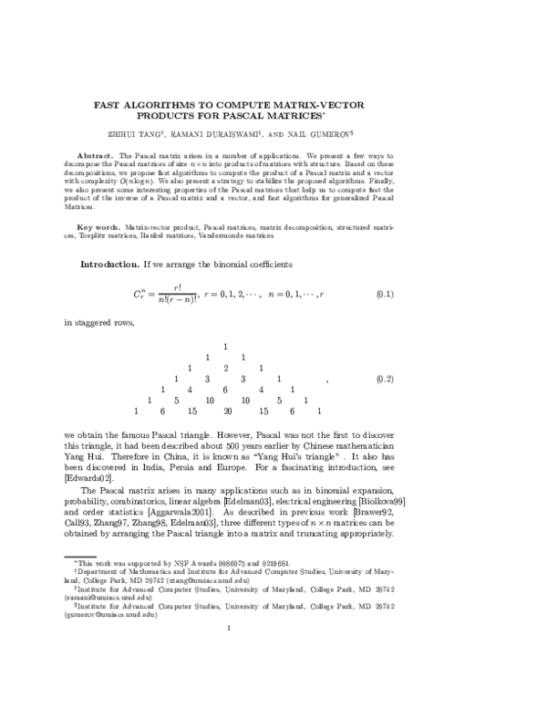 Pdf Fast Algorithms To Compute Matrix Vector Products For Toeplitz
