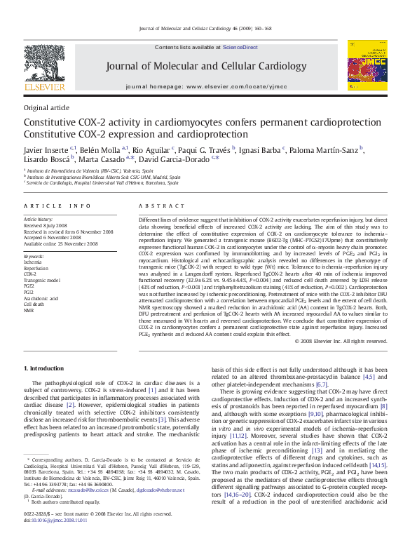 (PDF) Constitutive COX-2 activity in cardiomyocytes confers permanent ...