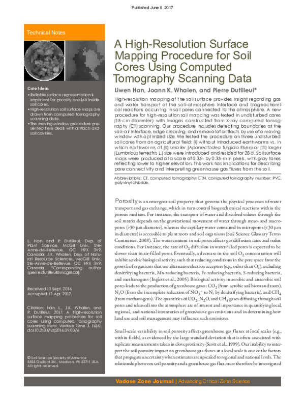 (PDF) A High-Resolution Surface Mapping Procedure for Soil Cores Using ...