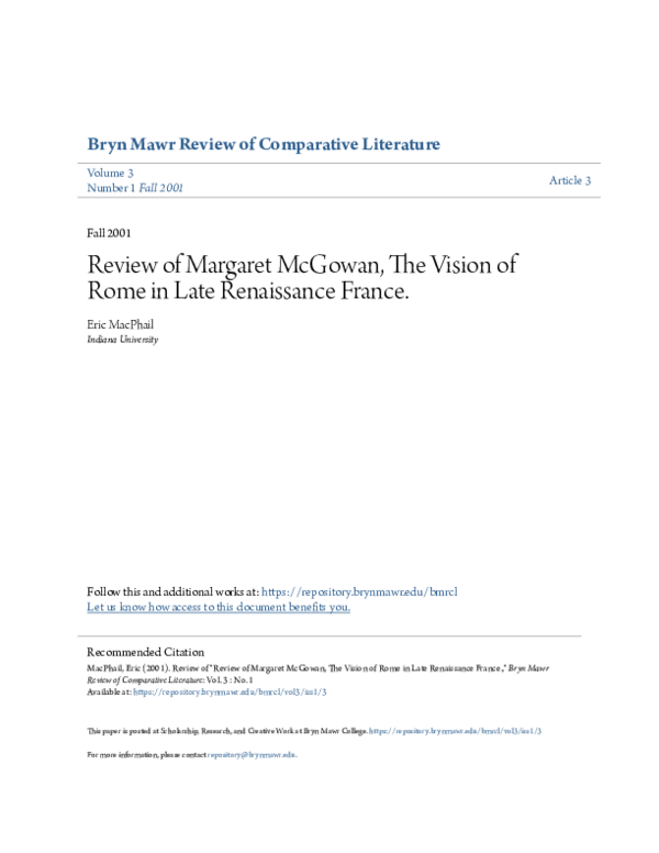 (PDF) The vision of Rome in late Renaissance France