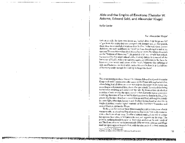 (PDF) GOEHR Aida and the Empire of Emotions (Theodor W. Adorno, Edward ...