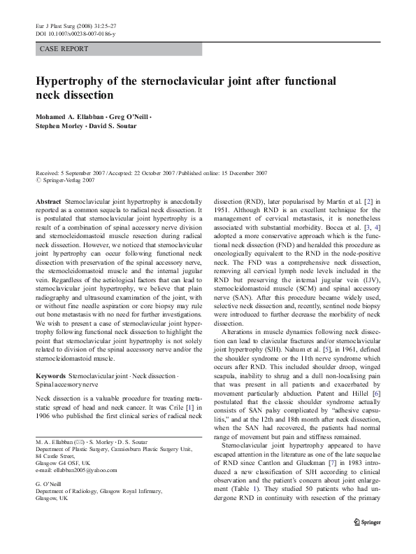 (PDF) Hypertrophy of the sternoclavicular joint after functional neck ...