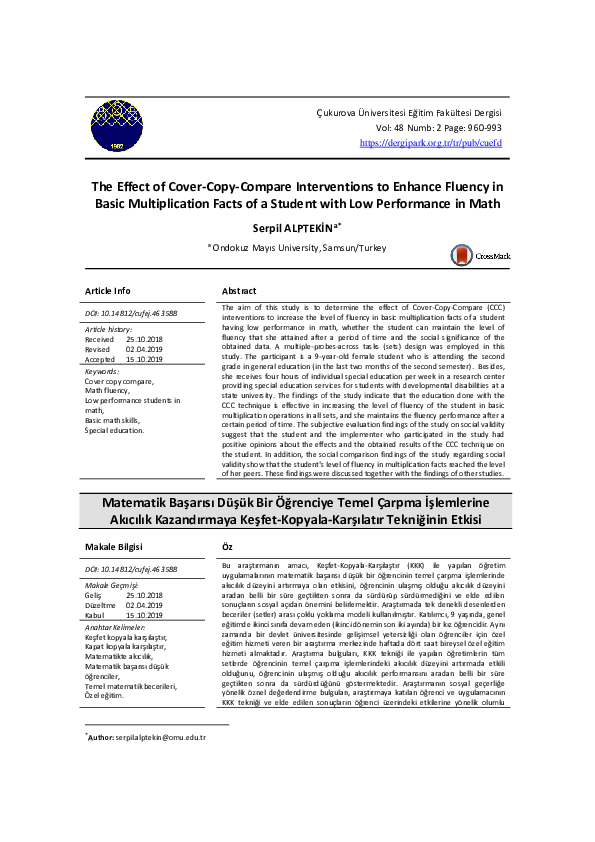 (PDF) The Effect of Cover-Copy-Compare Interventions to Enhance Fluency ...