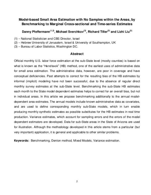 (PDF) Model-based small area estimation with no samples within the ...