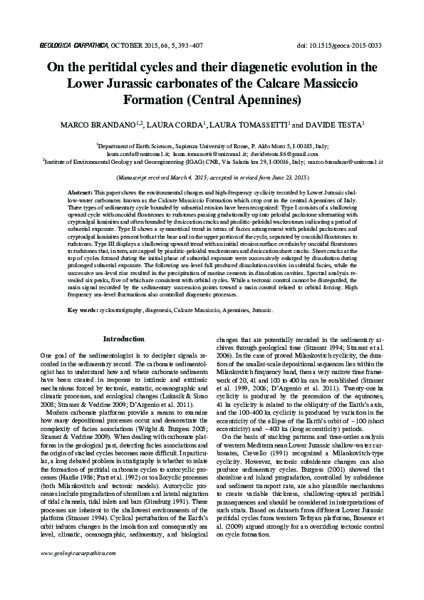 (PDF) On the peritidal cycles and their diagenetic evolution in the ...