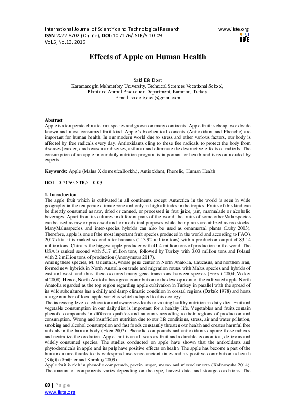 (PDF) Effects of Apple on Human Health