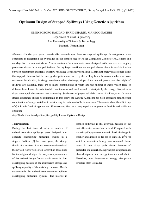 (PDF) Optimum Design of Stepped Spillways Using Genetic Algorithm
