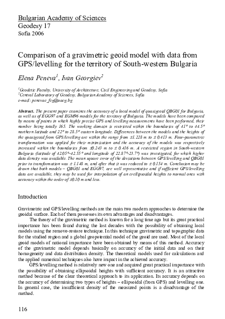 (PDF) Comparison of a gravimetric geoid model with data from GPS ...