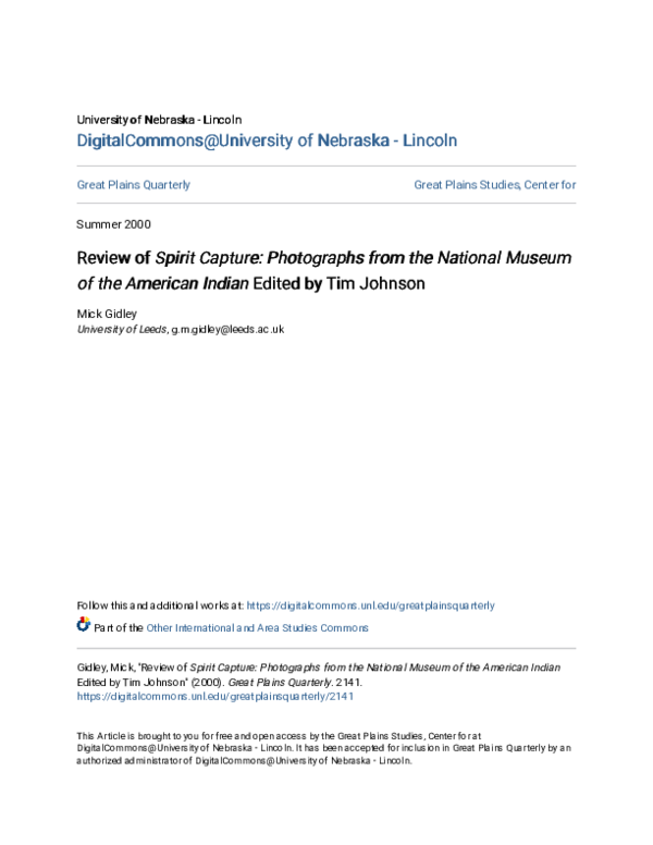 (PDF) Review of Spirit Capture: Photographs from the NationalMuseum of ...