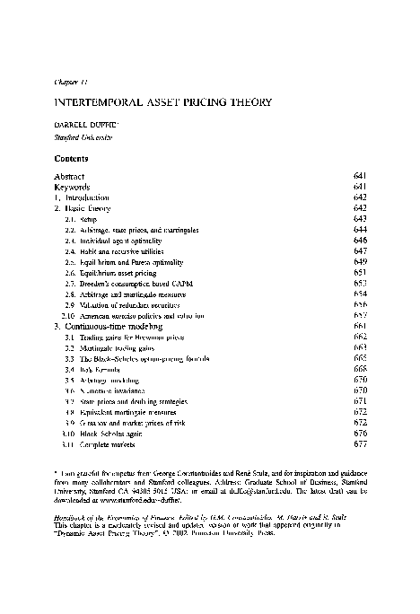 (PDF) Intertemporal asset pricing theory