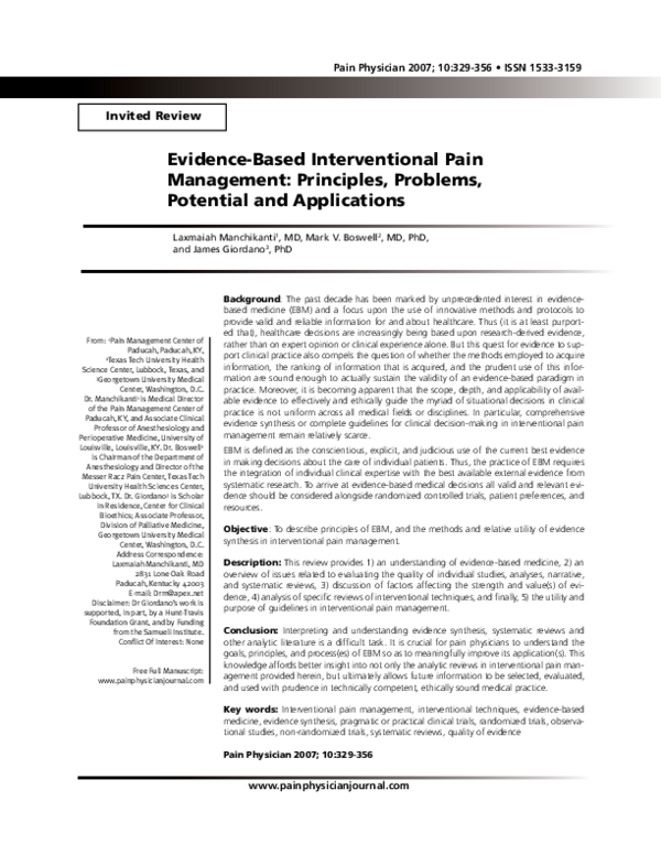 (PDF) Evidence-based interventional pain management: principles ...