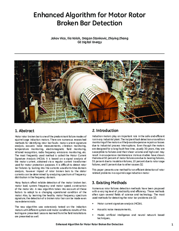 (PDF) Enhanced algorithm for motor rotor broken bar detection