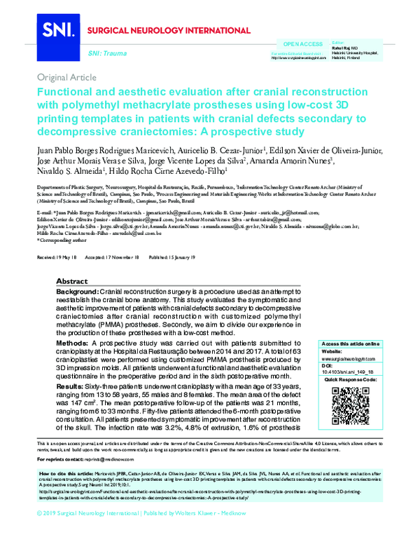 (PDF) Customized alloplastic cranioplasty of large bone defects by 3D-printed prefabricated mold ...