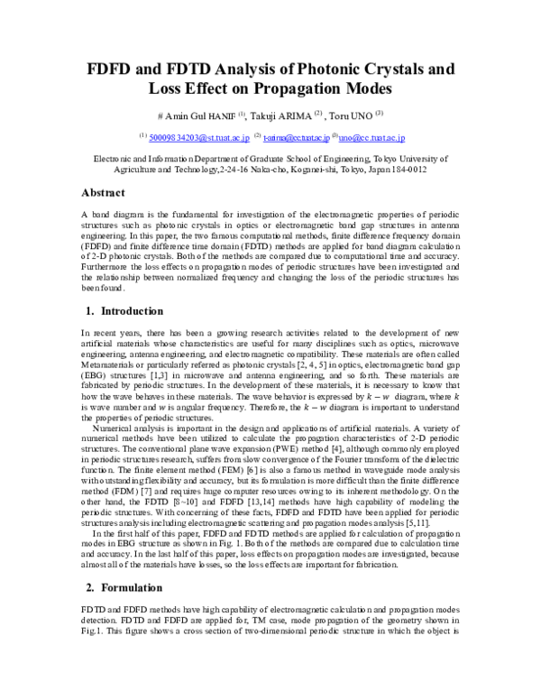 (PDF) FDFD and FDTD Analysis of Photonic Crystals and Loss Effect on ...