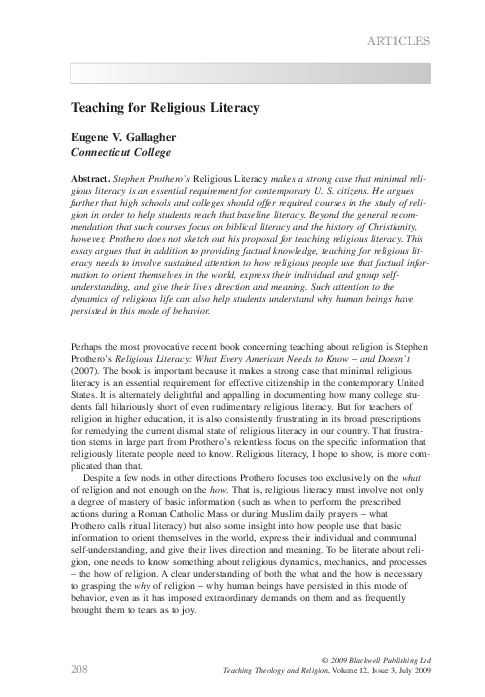 (PDF) Teaching for Religious Literacy