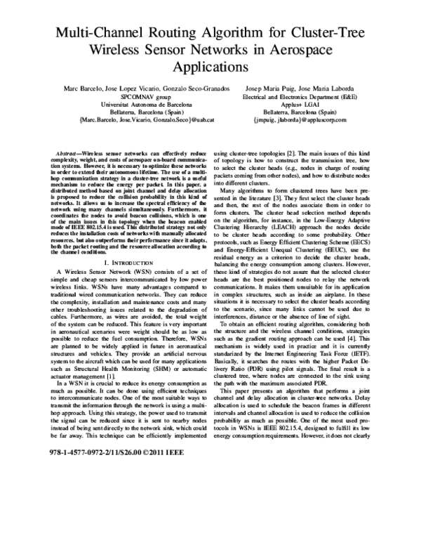 (PDF) Multi-channel routing algorithm for cluster-tree wireless sensor networks in aerospace ...