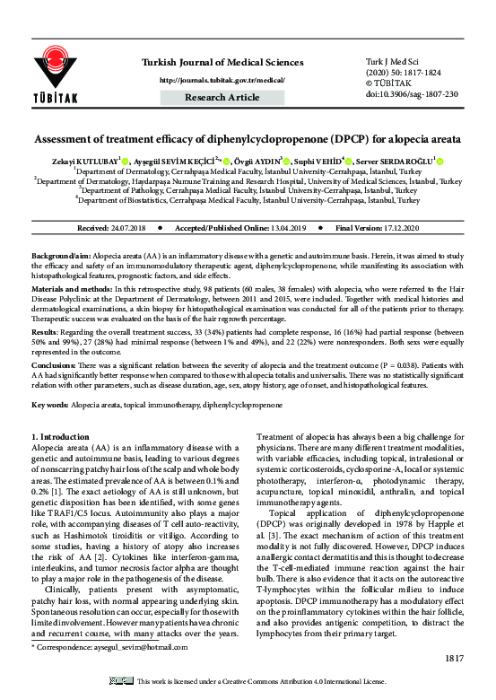 (PDF) Assessment of Treatment Efficacy of Diphenylcyclopropenone (DPCP ...