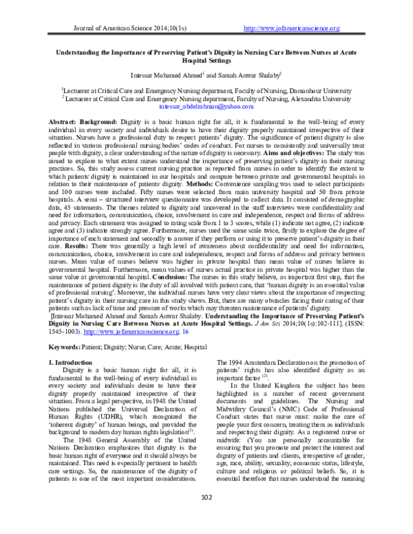 (PDF) Understanding the Importance of Preserving Patient’s Dignity in ...