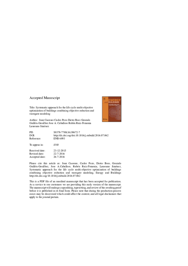 Pdf Systematic Approach For The Life Cycle Multi Objective Optimization Of Buildings Combining