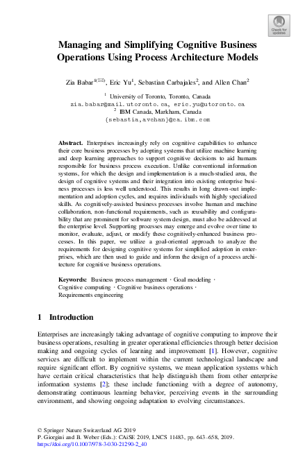 (PDF) Managing and Simplifying Cognitive Business Operations Using ...