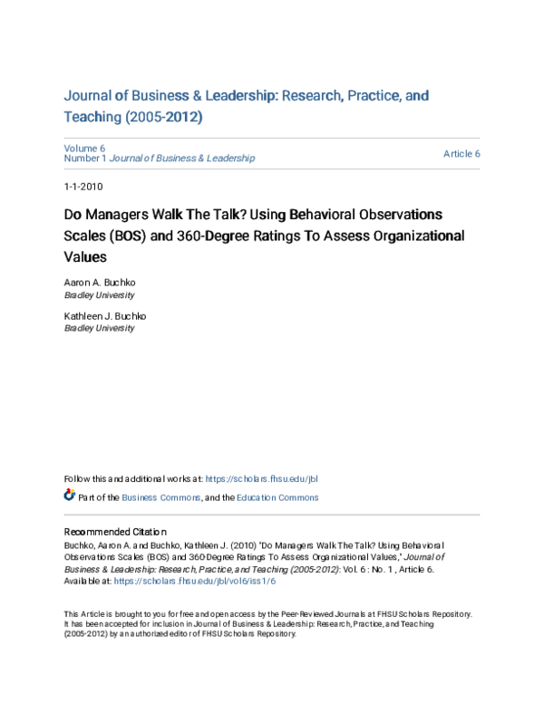 (PDF) Do Managers Walk the Talk? Using Behavioral Observations Scales ...