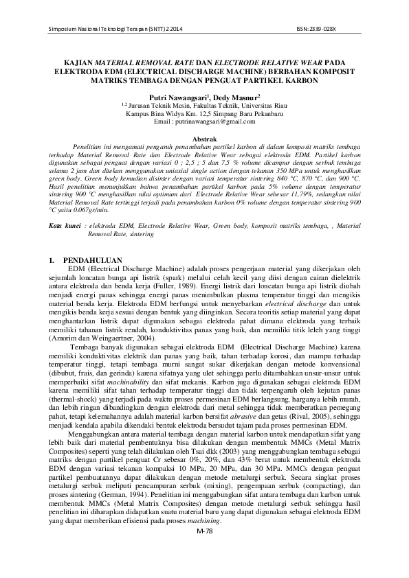 (PDF) Kajian Material Removal Rate Dan Electrode Relative Wear Pada ...
