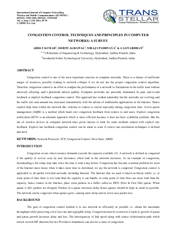 (PDF) Congestion Control Techniques and Principles in Computer Networks ...