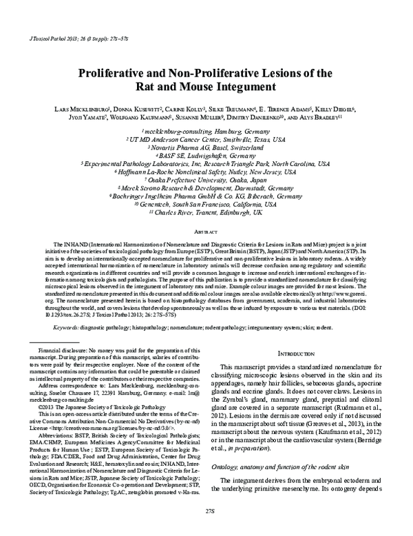 (PDF) Proliferative and Non-Proliferative Lesions of the Rat and Mouse ...