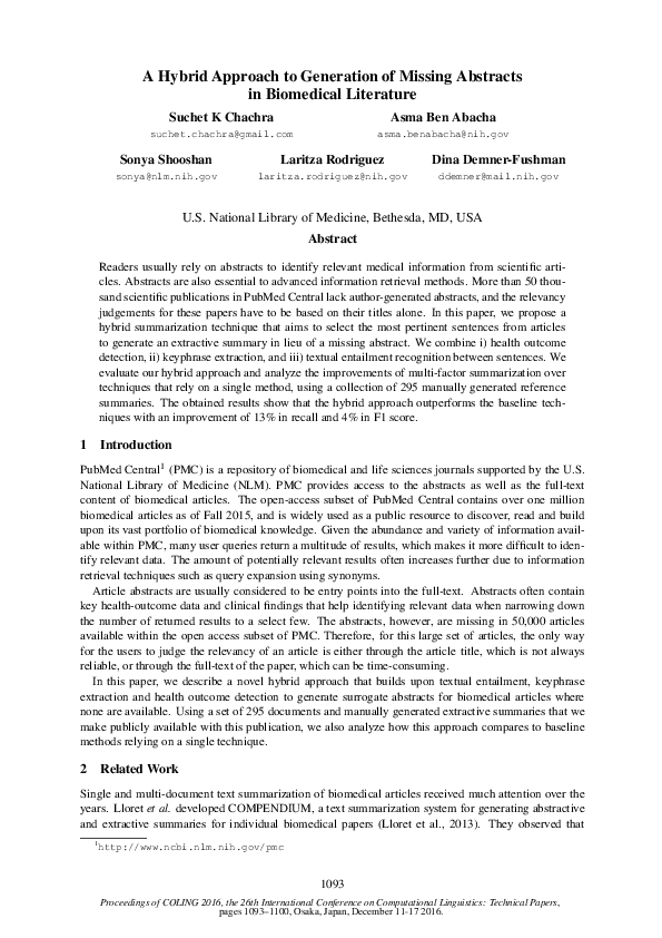 (PDF) A Hybrid Approach to Generation of Missing Abstracts in ...