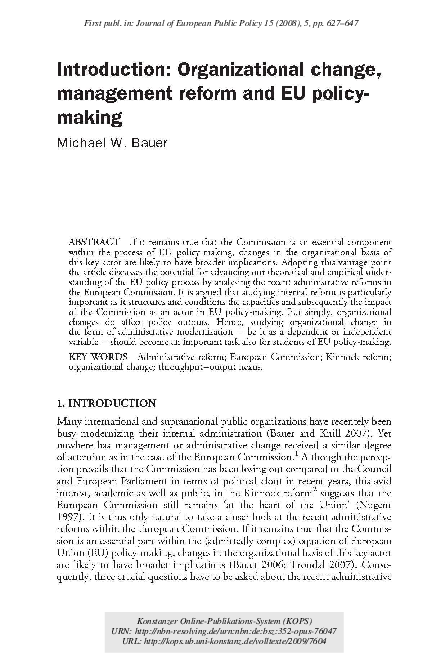 (PDF) Introduction: Organizational change, management reform and EU ...