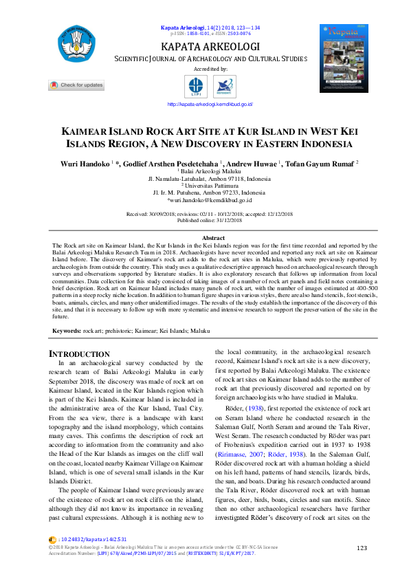 Kaimear Island Rock Art Site at Kur Island in West Kei Islands Region ...