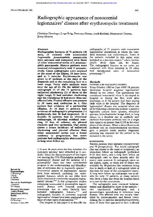 (PDF) Radiographic appearance of nosocomial legionnaires' disease after ... (PDF) Radiographic appearance of nosocomial legionnaires' disease after ...