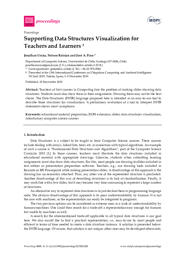 Pdf Supporting Data Structures Visualization For Teachers And Learners Nelson Baloian