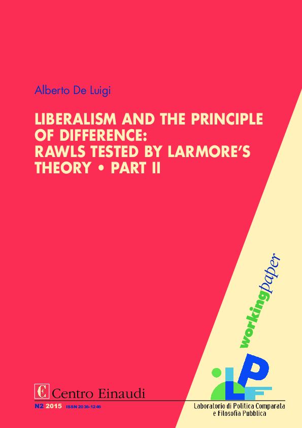 (PDF) Liberalism and the Principle of Difference: Rawls Tested by ...