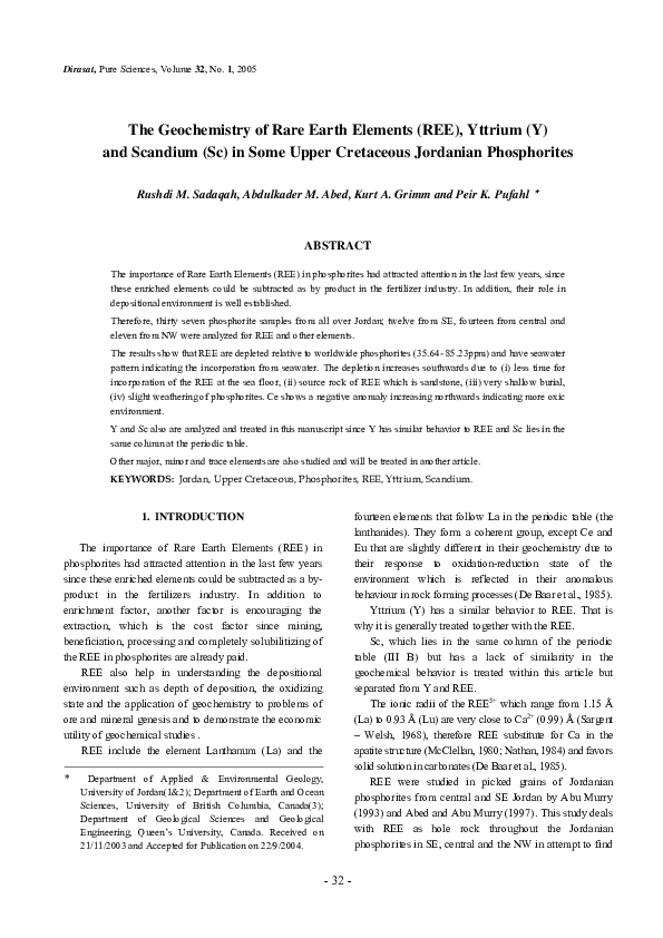 (PDF) The Geochemistry of Rare Earth Elements (REE), Yttrium (Y) and ...