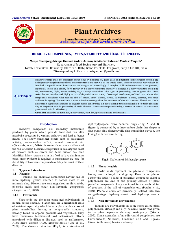 (PDF) Bioactive Compounds, Types, Stability and Health Benefits