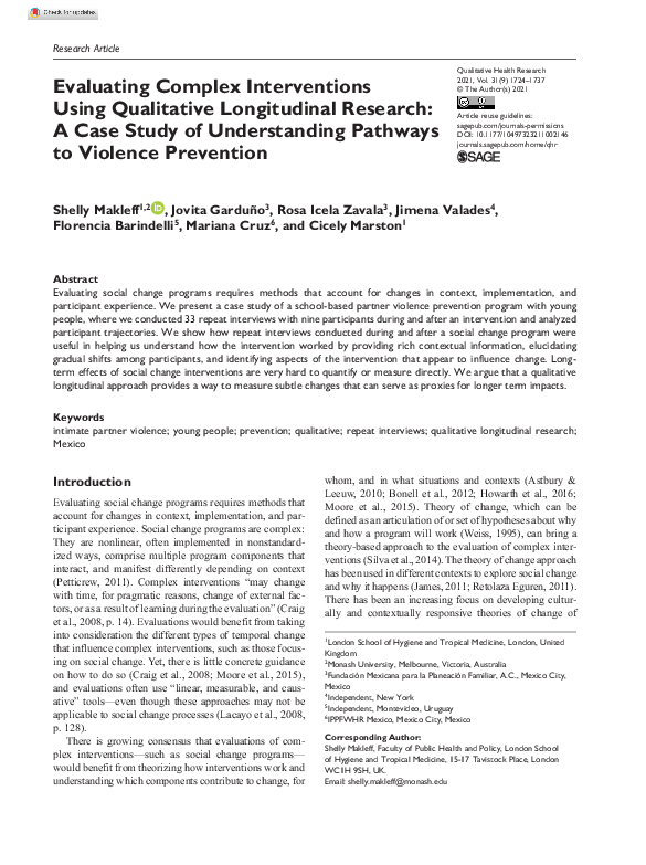 (PDF) Evaluating Complex Interventions Using Qualitative Longitudinal ...