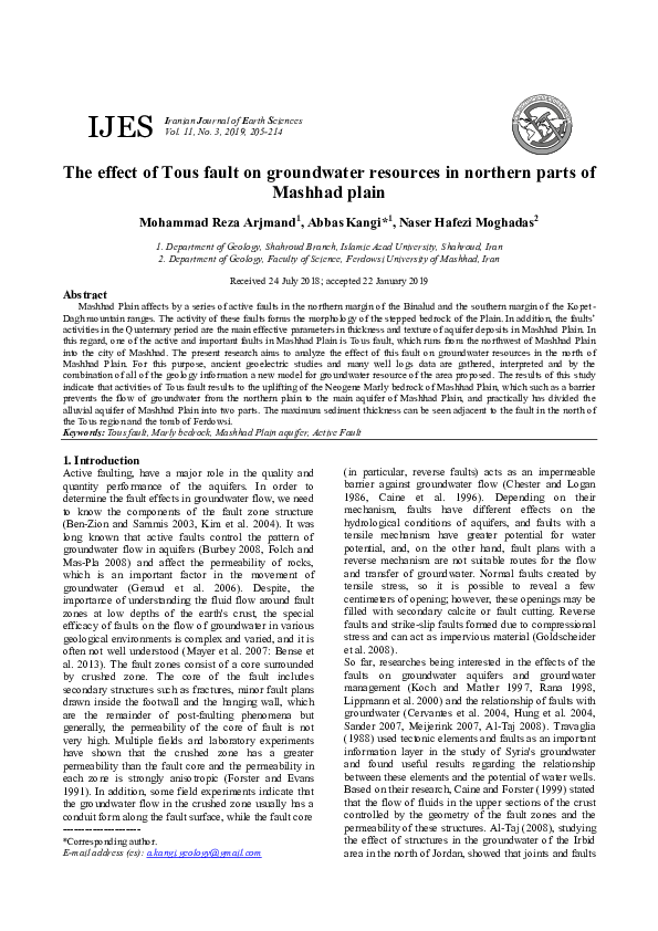 (PDF) The effect of Tous fault on groundwater resources in northern ...