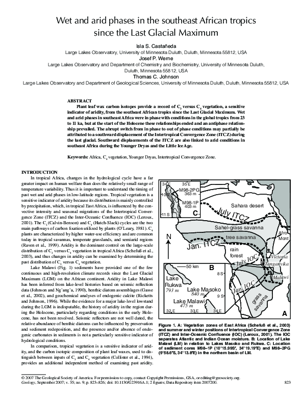 (PDF) Wet and arid phases in the southeast African tropics since the ...
