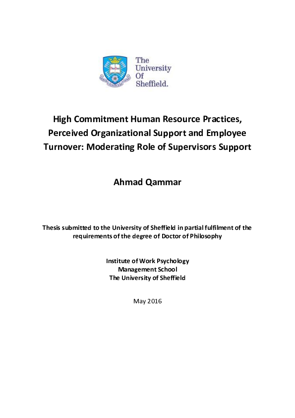 (PDF) High commitment human resource practices, perceived organizational support and employee ...