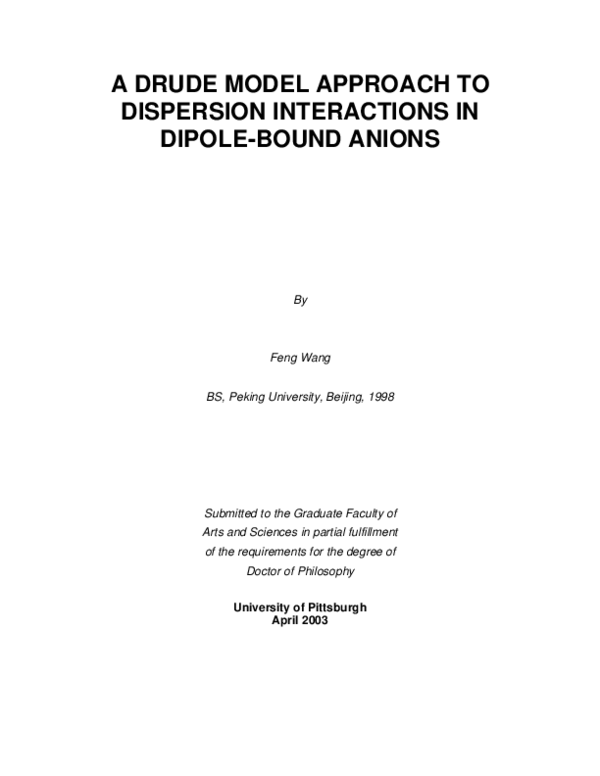 (PDF) A Drude-model approach to dispersion interactions in dipole-bound ...