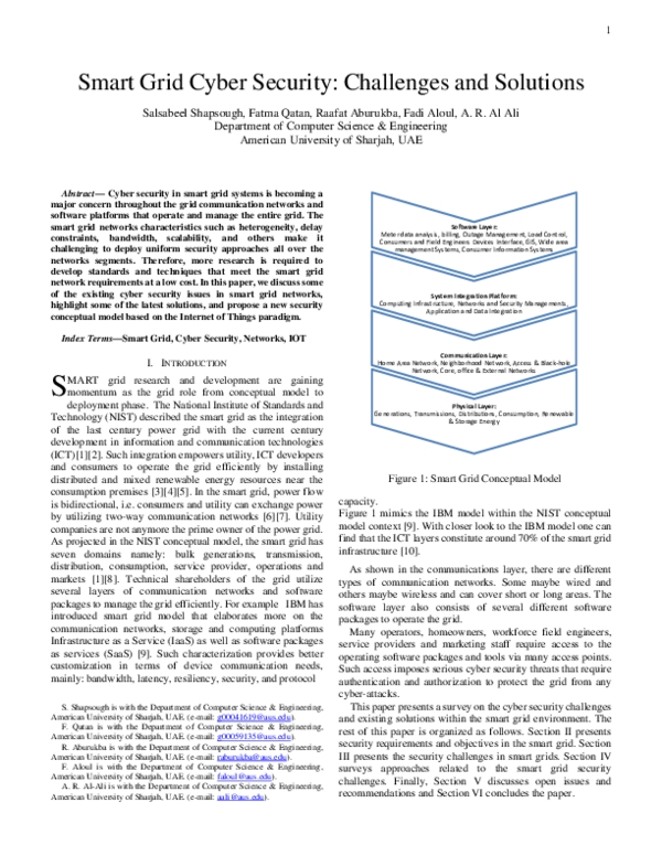 Pdf Smart Grid Cyber Security Challenges And Solutions