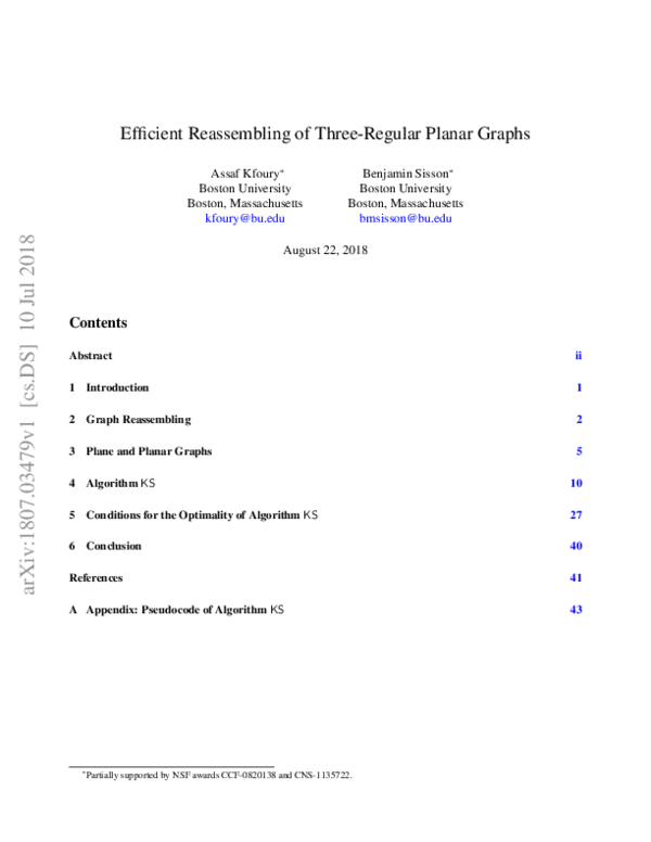 Pdf Efficient Reassembling Of Three Regular Planar Graphs