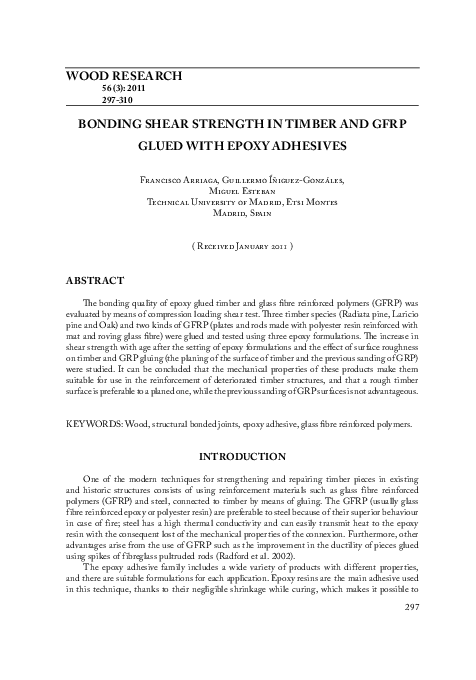 (PDF) Bonding shear strength in timber and GFRP glued with epoxy adhesives