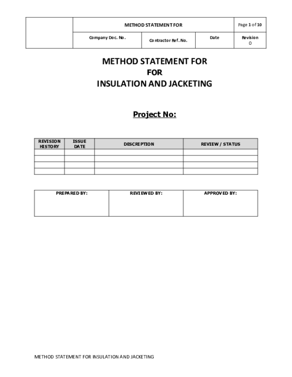 (DOC) METHOD STATEMENT FOR INSULATION AND JACKETING