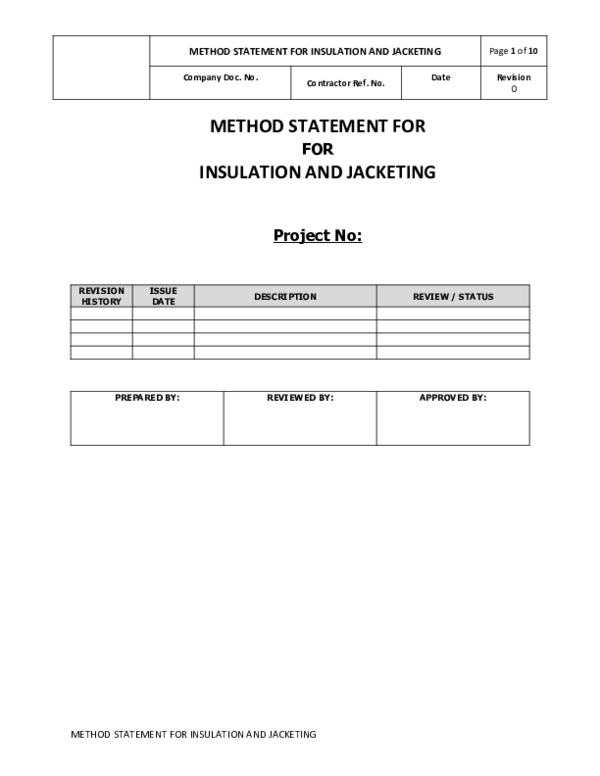 (DOC) METHOD STATEMENT FOR INSULATION AND JACKETING