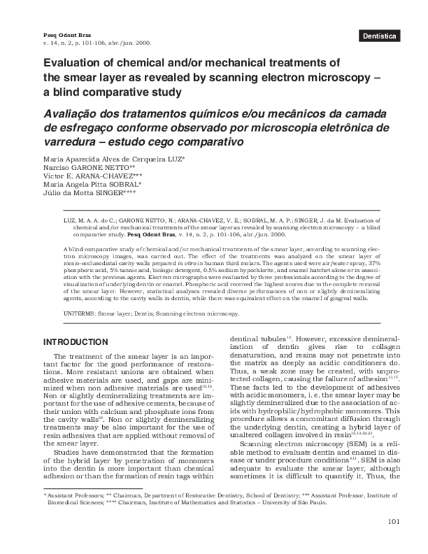 (PDF) Evaluation of chemical and/or mechanical treatments of the smear ...